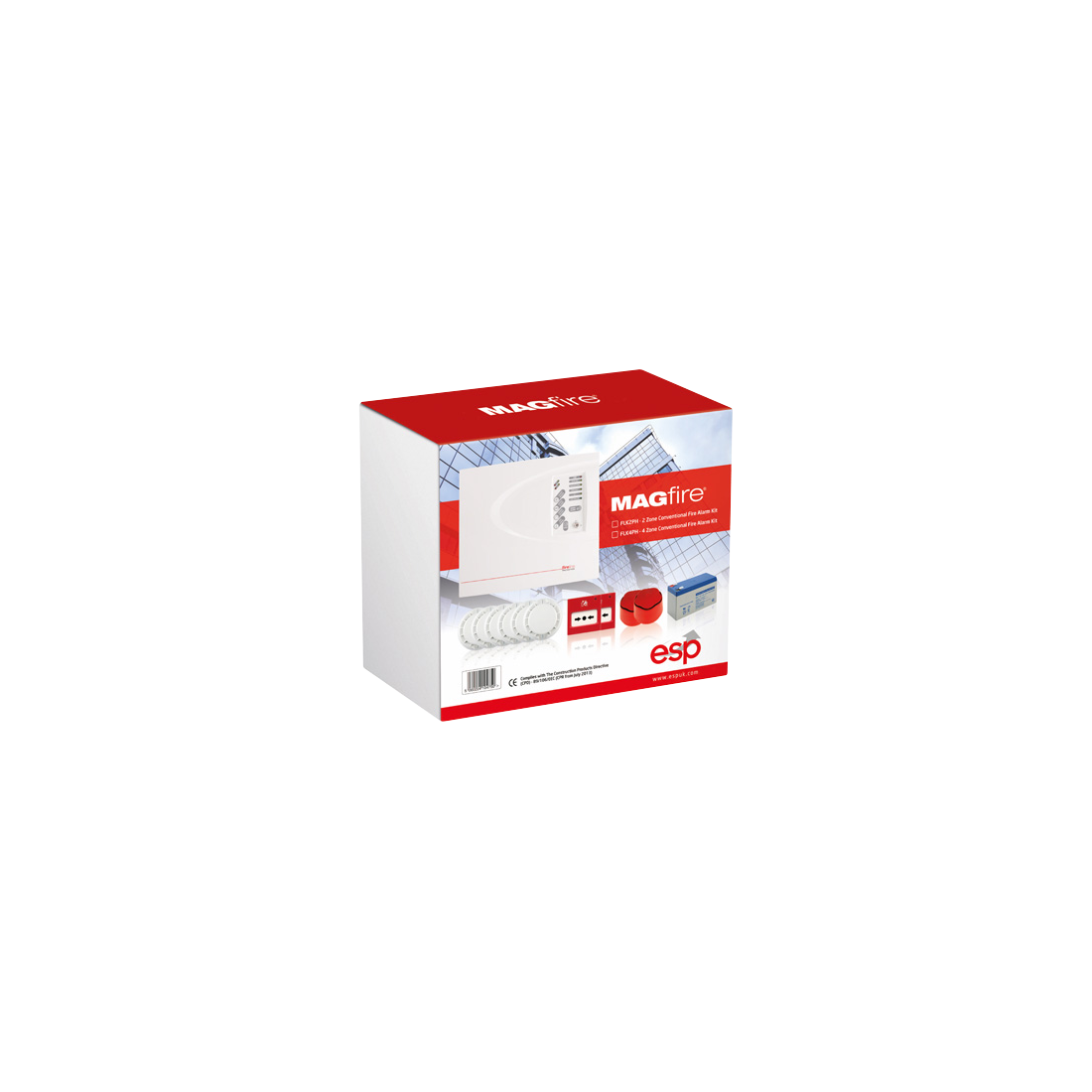 ESP FLK4PH MAGFIRE White 4 Zone Conventional Fire Kit Alarm Kit With ...