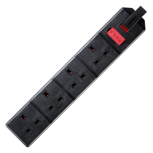 BG Electrical ELS134B Permaplug Black Rubber 4 Gang Heavy Duty Trailing ...