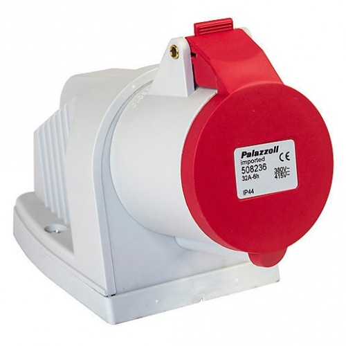 Lewden 508236 topTER Red Plastic 3P+E 6H 90° Angled Wall Mounted Socket ...