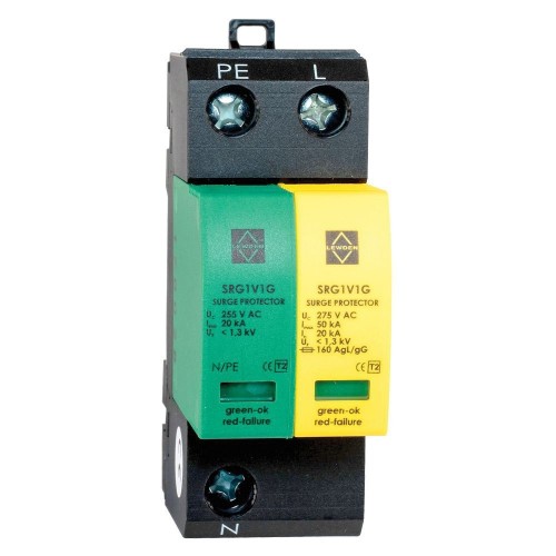 Lewden SRG1V1G 2 Module Single Phase Type 2 TT/TN Surge Protection ...