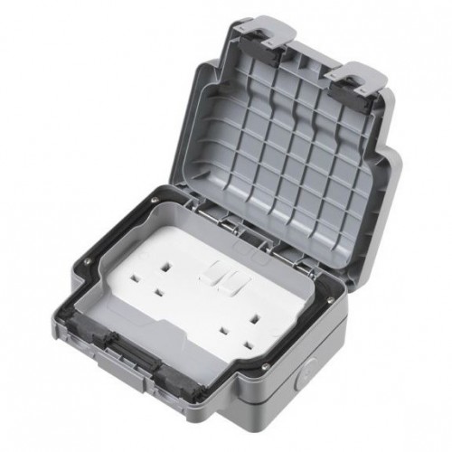 MK Electric K56482GRY Masterseal Plus Grey 2 Gang Double Pole Switched ...