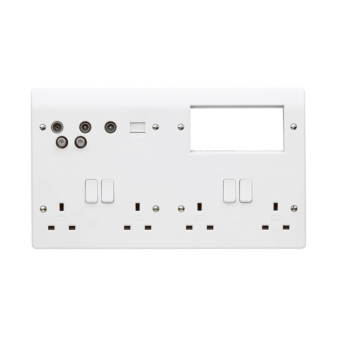 MK Electric K2740WHI Logic Plus White Moulded Multimedia Lounge Plate ...