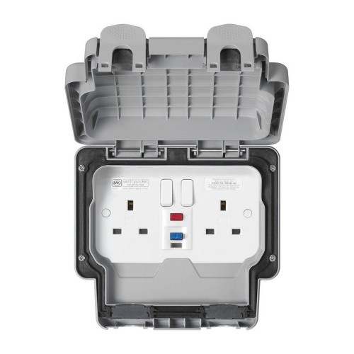 MK Electric K56233GRY Masterseal Plus Grey 2 Gang Single Pole Latching ...