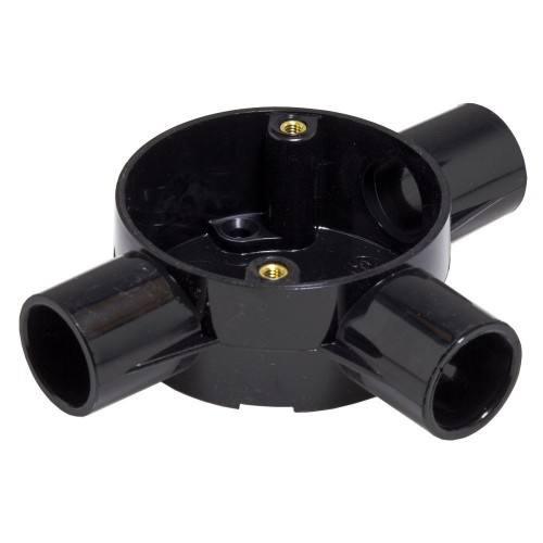 Marshall Tufflex 2MRB5BK Black 20mm PVC-U Conduit Round 3 Way Tee Box ...