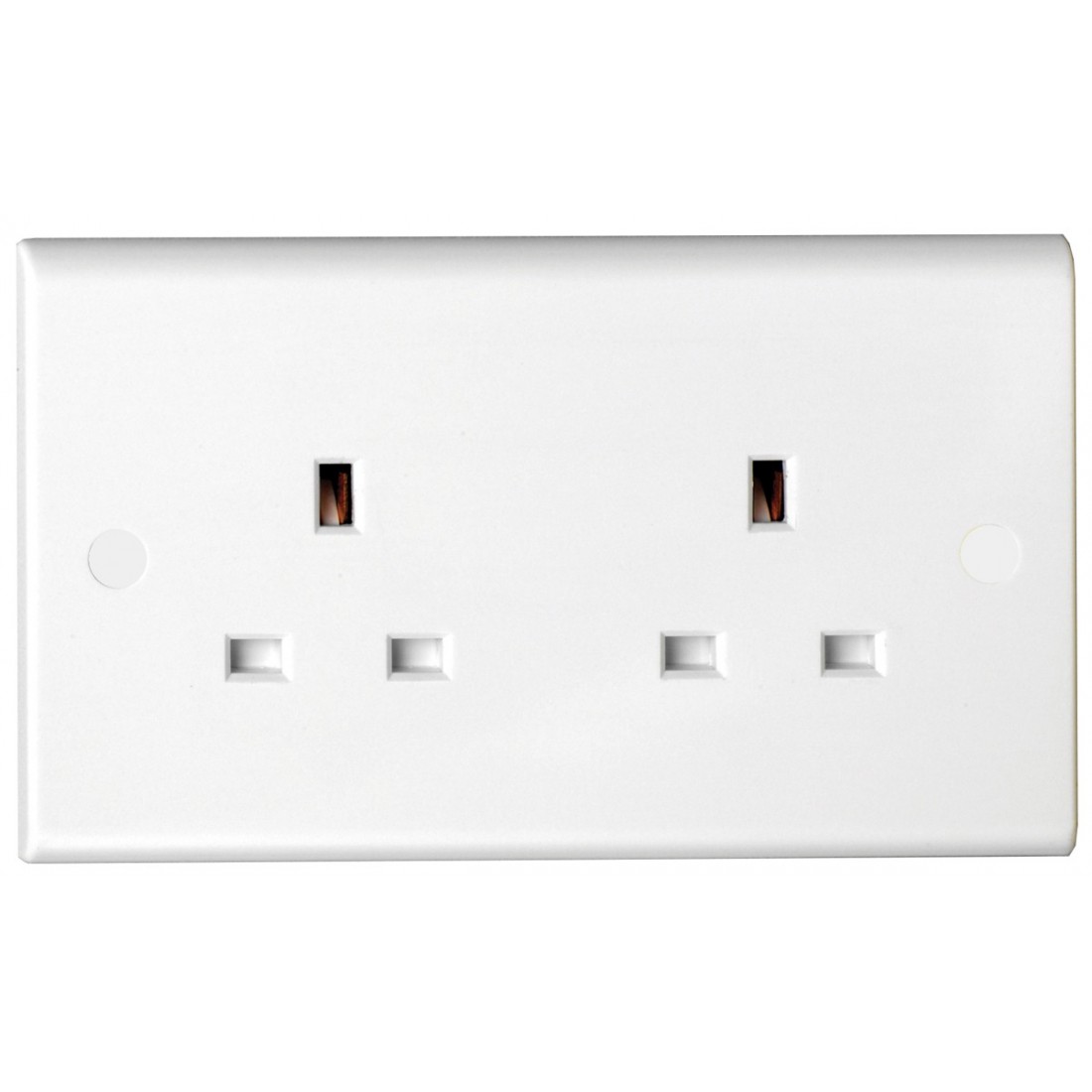 Deta S1208 Slimline White Moulded 2 Gang Unswitched Socket 13A ...