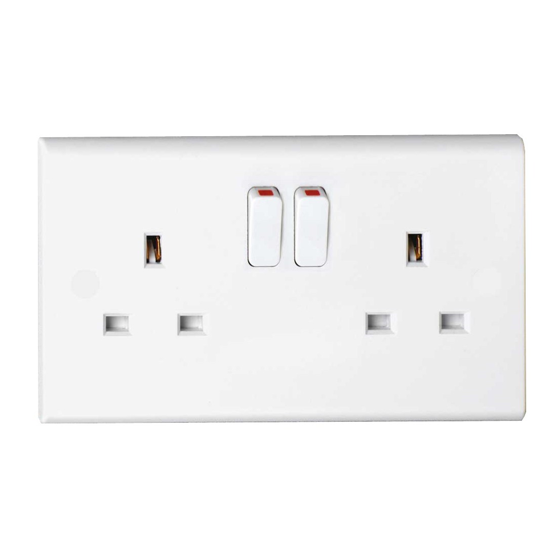 Deta S1209SDP Slimline White Moulded 2 Gang Double Pole Switched Socket ...