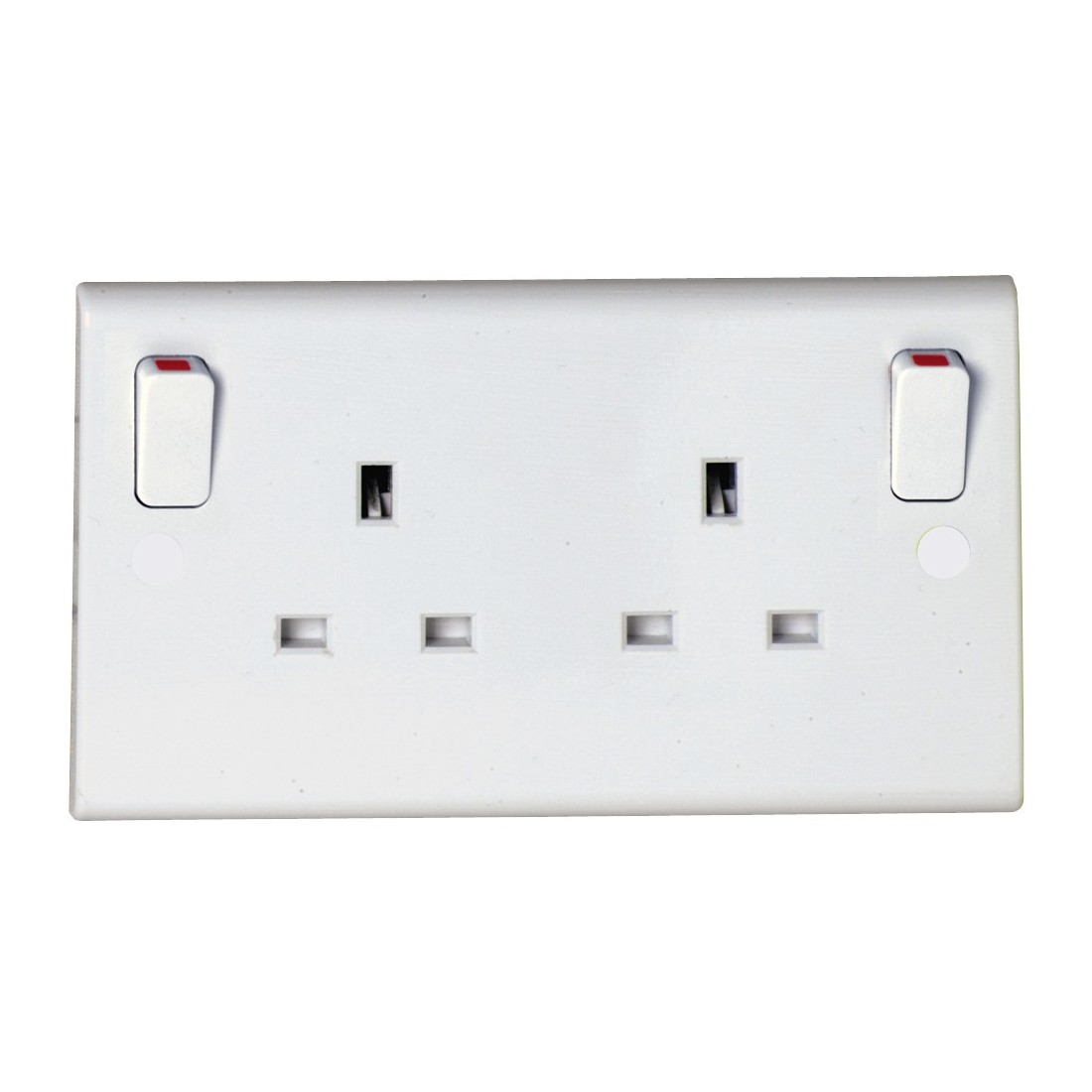 Deta S1293 Slimline White Moulded 2 Gang Double Pole Switched Socket ...