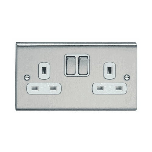 Deta SD1209SSW Slimline Decor Stainless Steel Screwed 2 Gang Double ...
