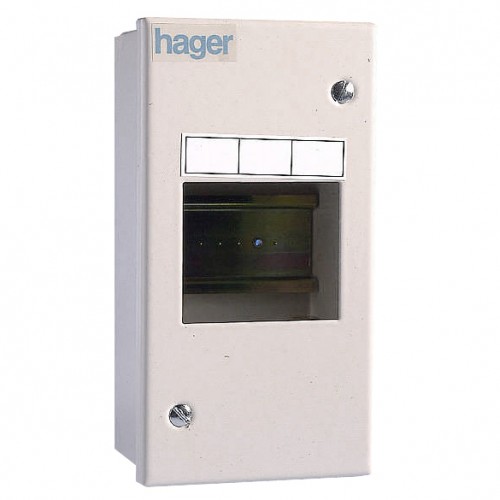 Hager IU3 White Steel 1 Row 3 Module DIN Rail Enclosure Without Door ...
