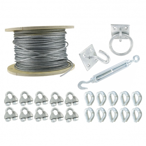 ICWKIT Galvanised Steel Catenary Kit With 30m Wire, 4 x Wire Grips ...