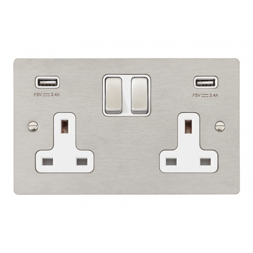 Hamilton Litestat 84SS2USBULTSS-W Sheer Satin Steel Flatplate Screwed 2 ...