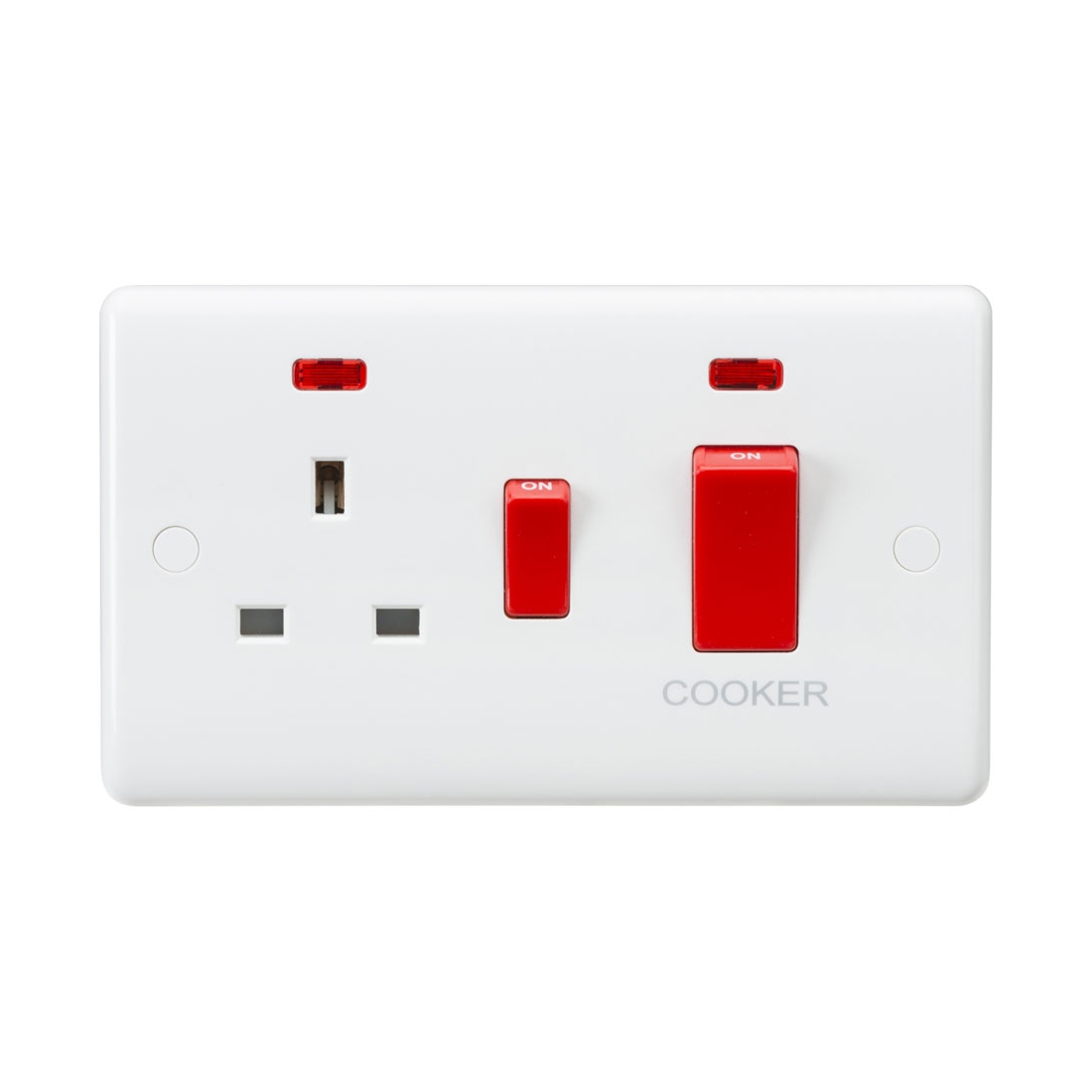 Knightsbridge CU8333N White Curved Edge 45A DP Cooker Control Switch ...