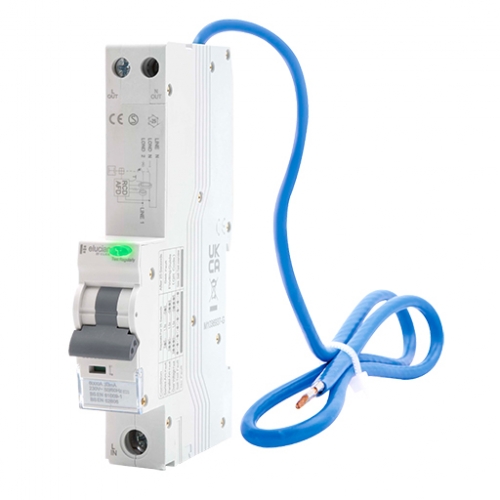 Scolmore CU1AFDD16B Elucian 1 Module 16A 6kA 30mA SP Type A B Curve Combined AFDD + RCBO - For ...