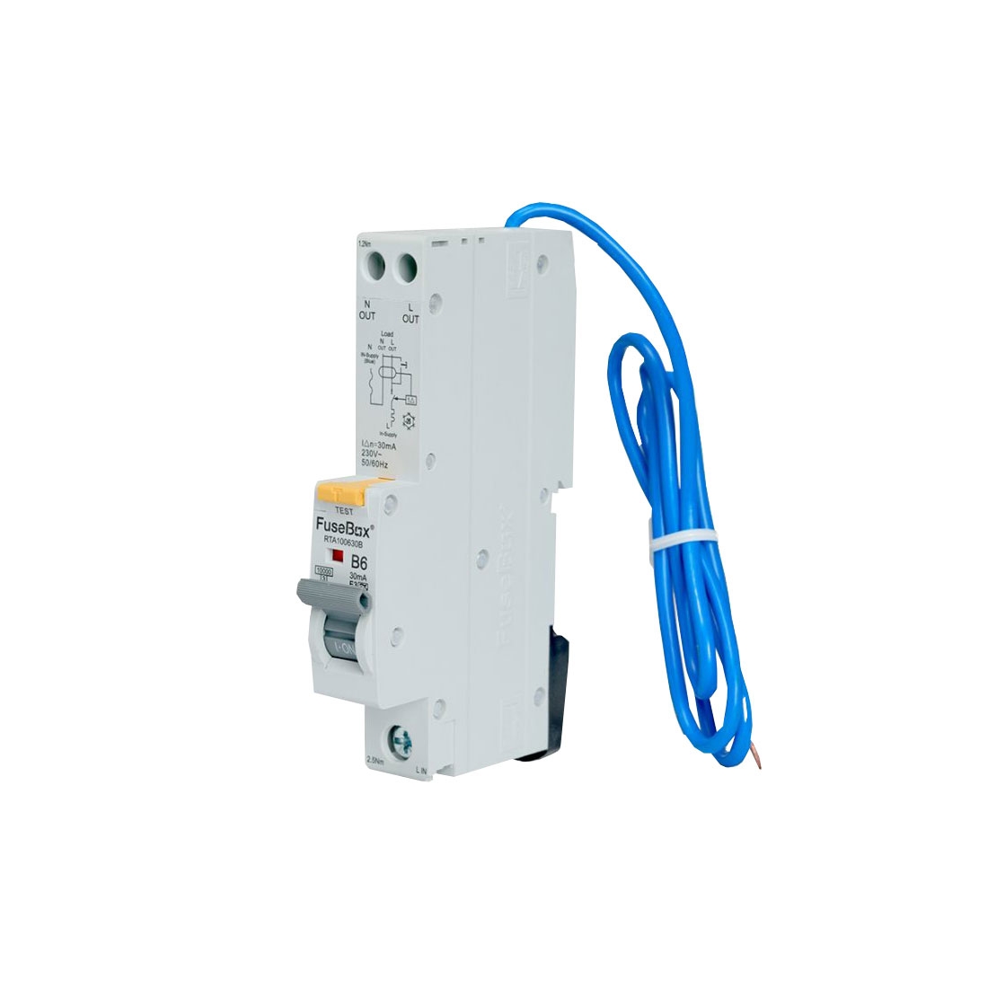 Fusebox RTA101630B 1 Module Single Pole Type A B Curve RCBO For Commercial Installations 16A ...