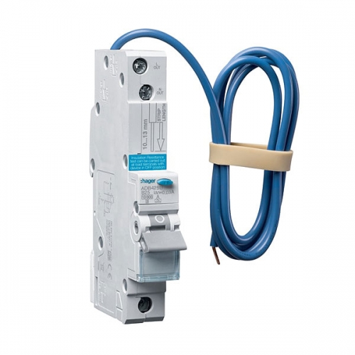 Hager ADB425U 1 Module Single Pole B Curve Type A RCBO For Commercial Installations 25A 10kA ...