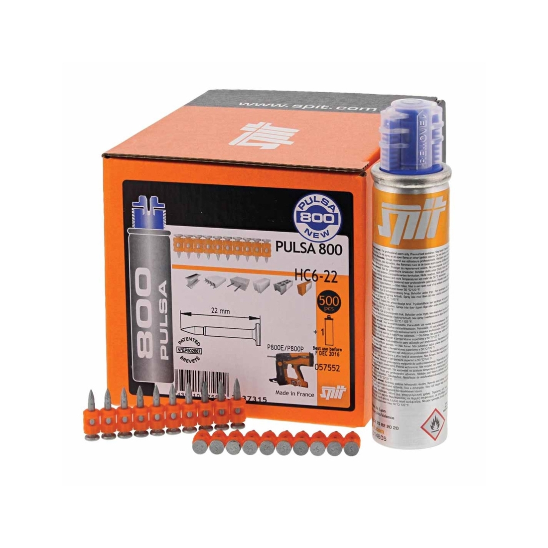 Spit 057551 500 Pack HC6-17 17mm Steel & Concrete Pins With 1 x Fuel ...