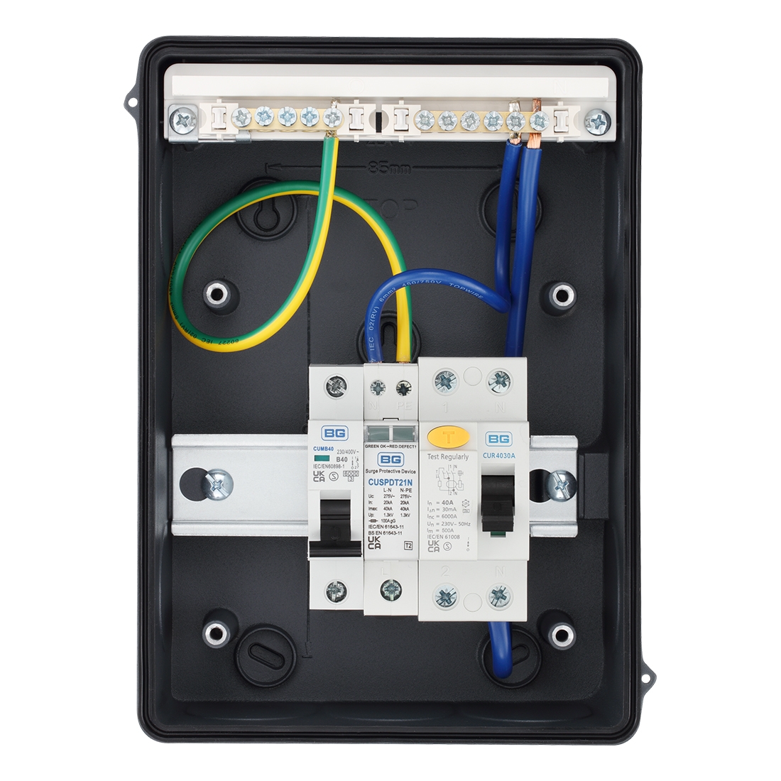 BG Electrical CFEV5A IP65 EV Consumer Unit With 40A 30mA Type A RCD ...
