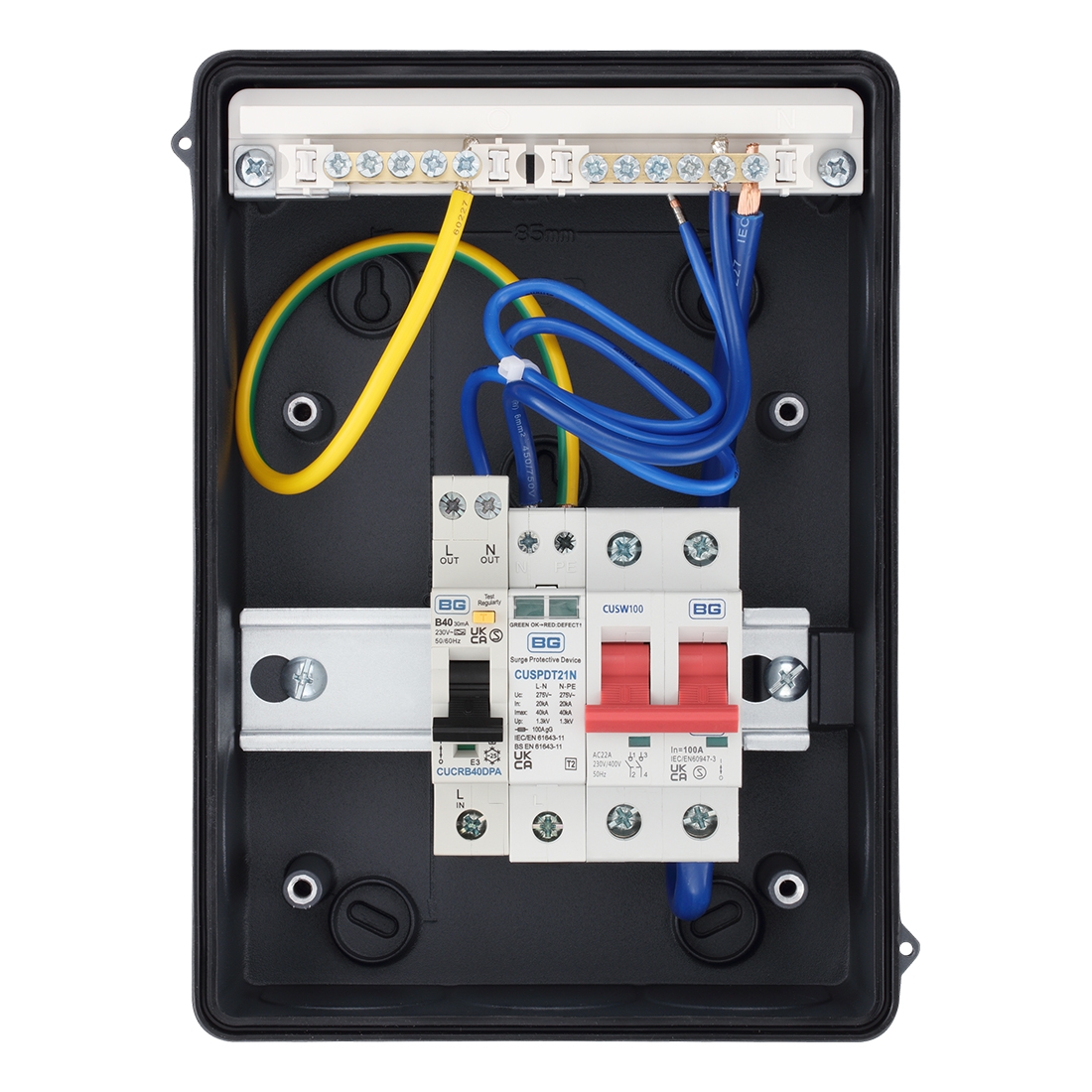 BG Electrical CFEV5RDA IP65 EV Consumer Unit With 100A Switch Isolator ...