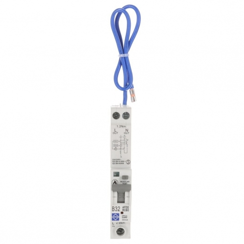 Lewden P04-B32/30/1PNA 1 Module 32A 6kA 30mA SP Type A B Curve Combined AFDD + RCBO - For ...