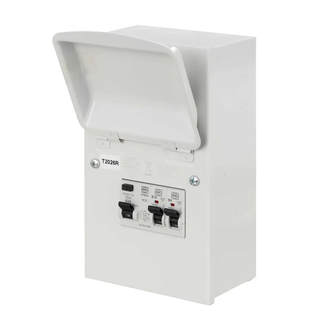 MK Y9550SMET Sentry White 4 Way Pre-Populated Garage Consumer Unit With ...