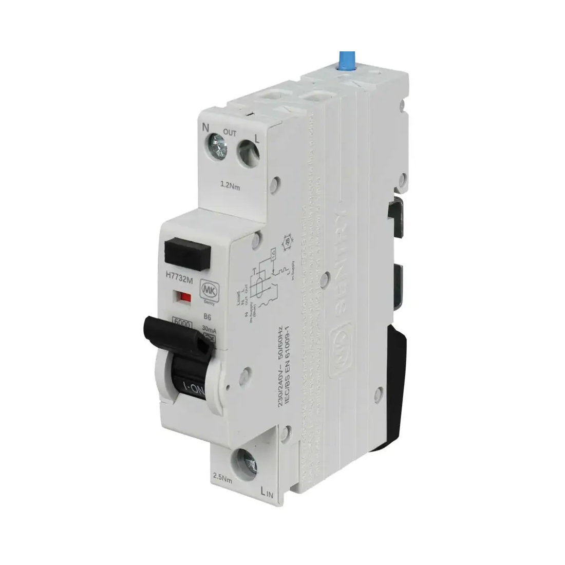 MK H7732M Sentry 1 Module 6A 6kA 30mA SP Type A B Curve Reduced Height ...