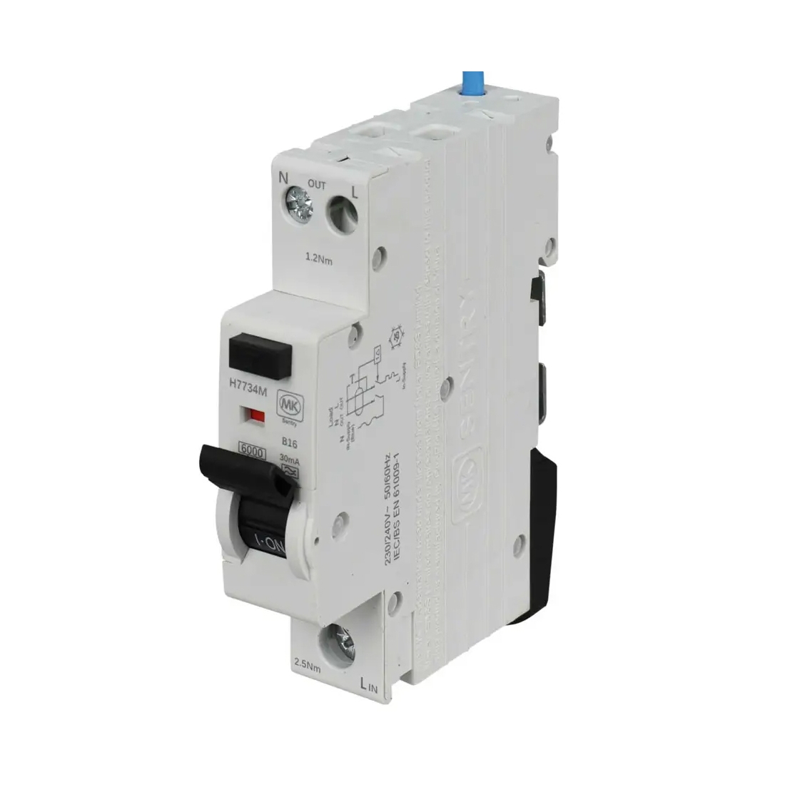 MK H7737M Sentry 1 Module 40A 6kA 30mA SP Type A B Curve Reduced Height ...