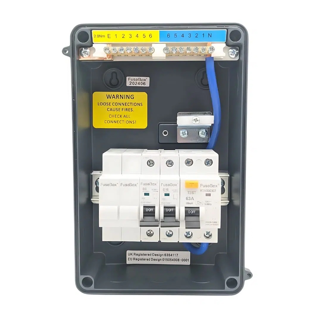 Fusebox A65GRAGY Grey Aluminium IP65 Pre-Populated Garage Consumer Unit ...