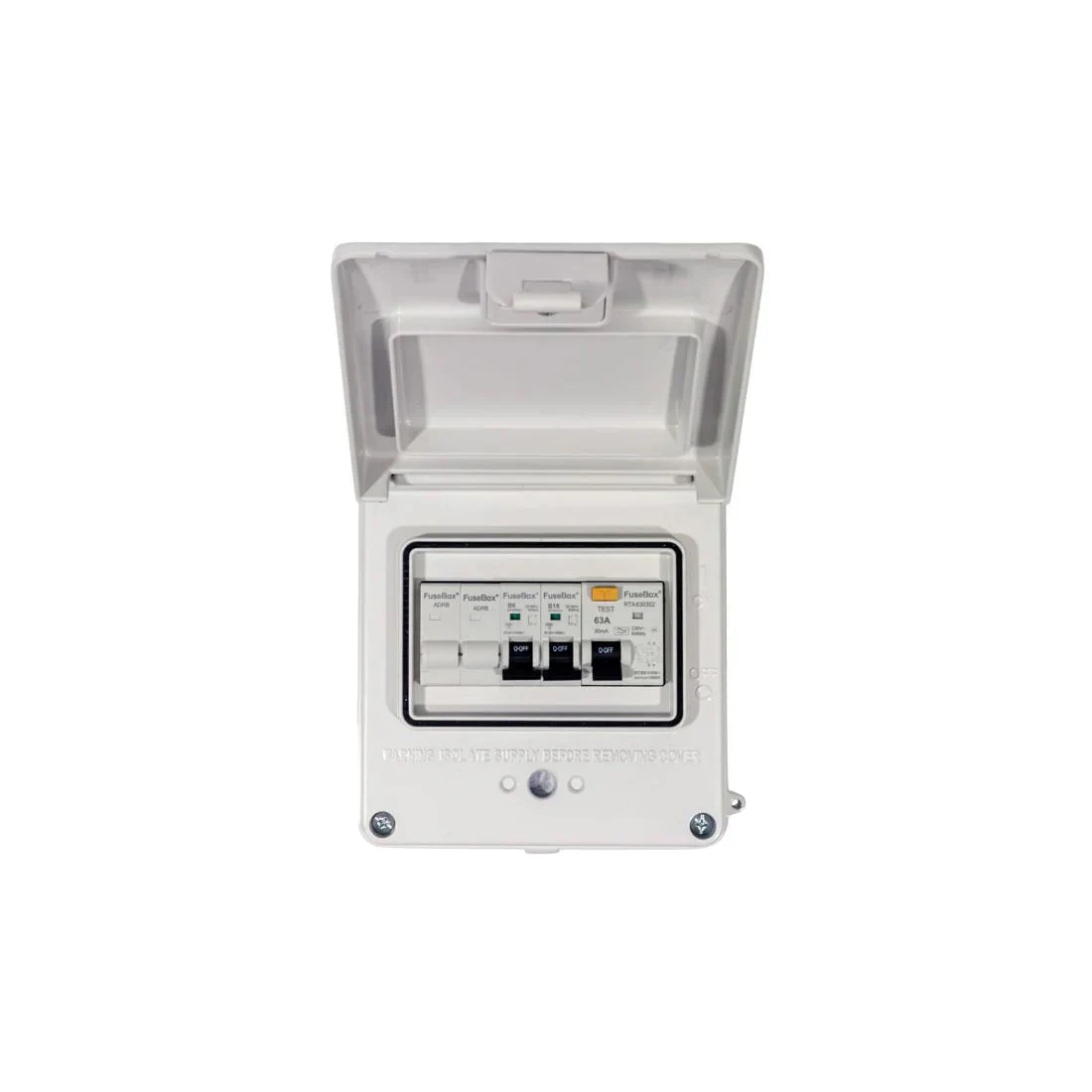 Fusebox A65GRAWH White Aluminium IP65 Pre-Populated Garage Consumer ...