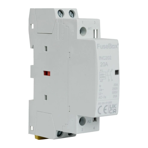 Fusebox INC202 1 Module Double Pole 20A 230V DIN Rail Contactor With N ...