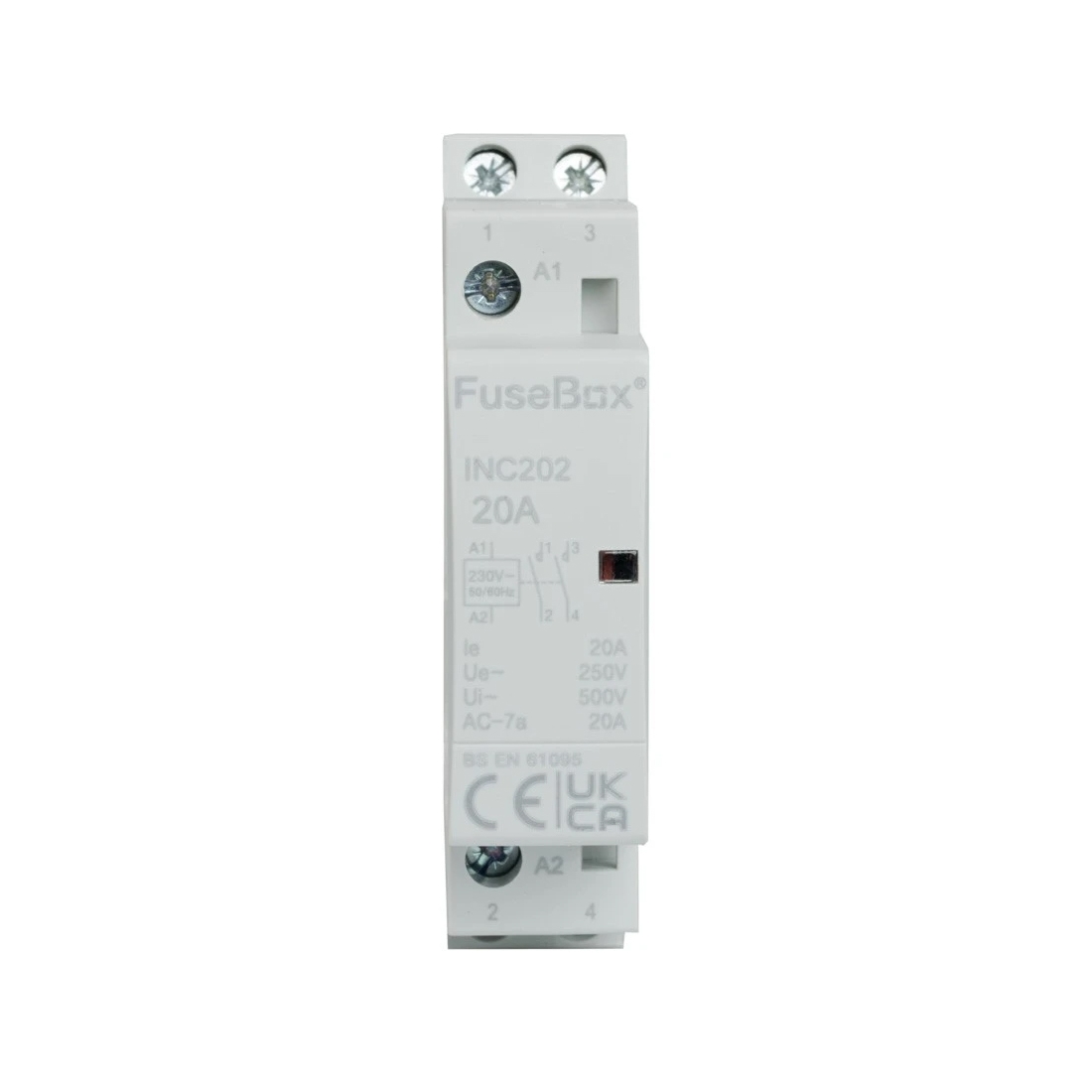 Fusebox INC202 1 Module Double Pole 20A 230V DIN Rail Contactor With N ...