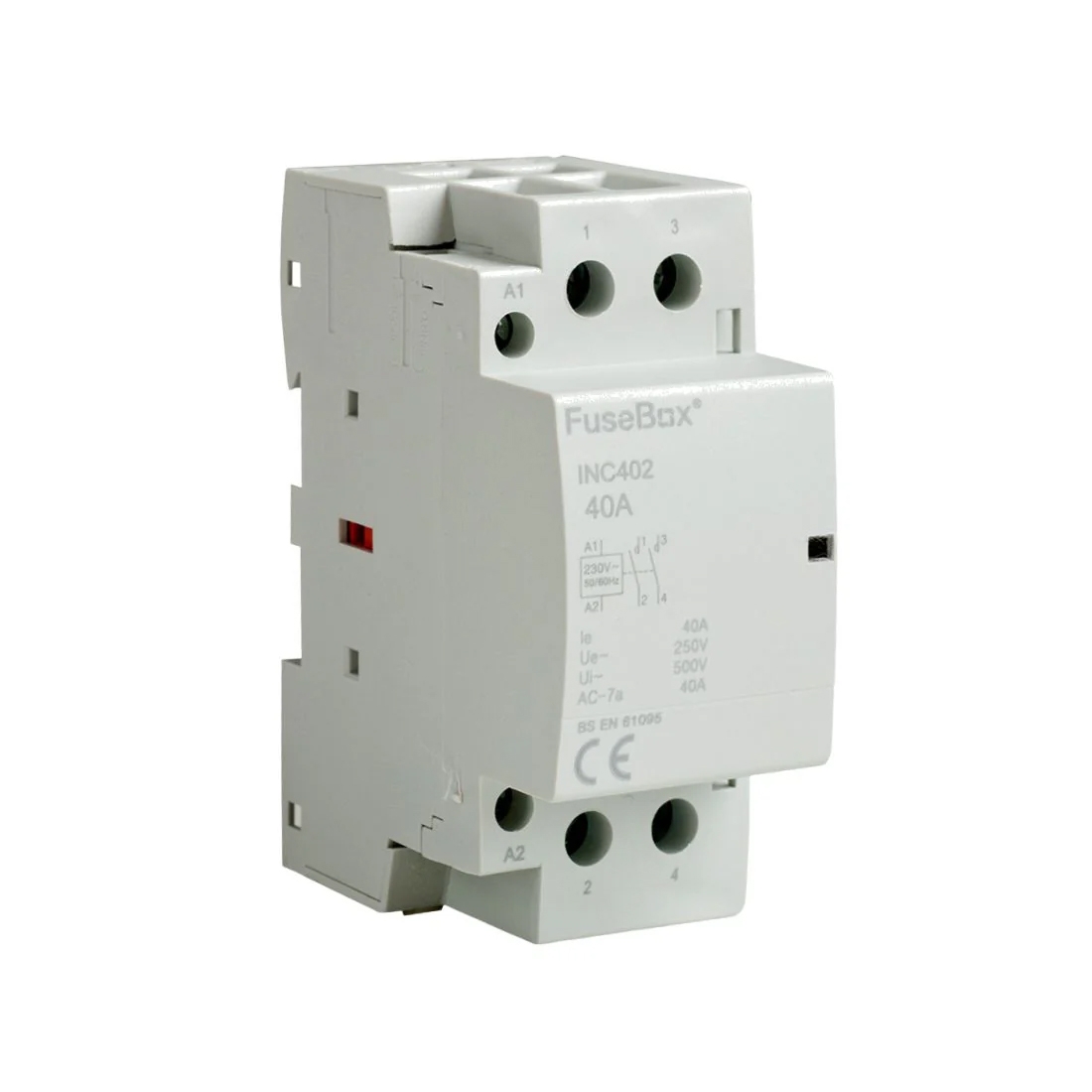 Fusebox INC402 2 Module Double Pole 40A 230V DIN Rail Contactor With N ...