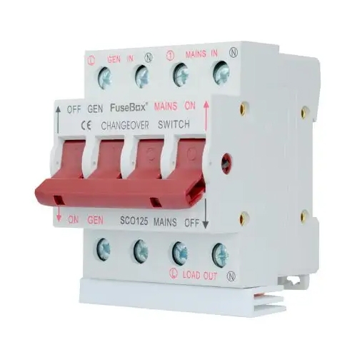 Fusebox SCO125SWB 4 Module 125A SP+N Din Rail Changeover Switch With ...