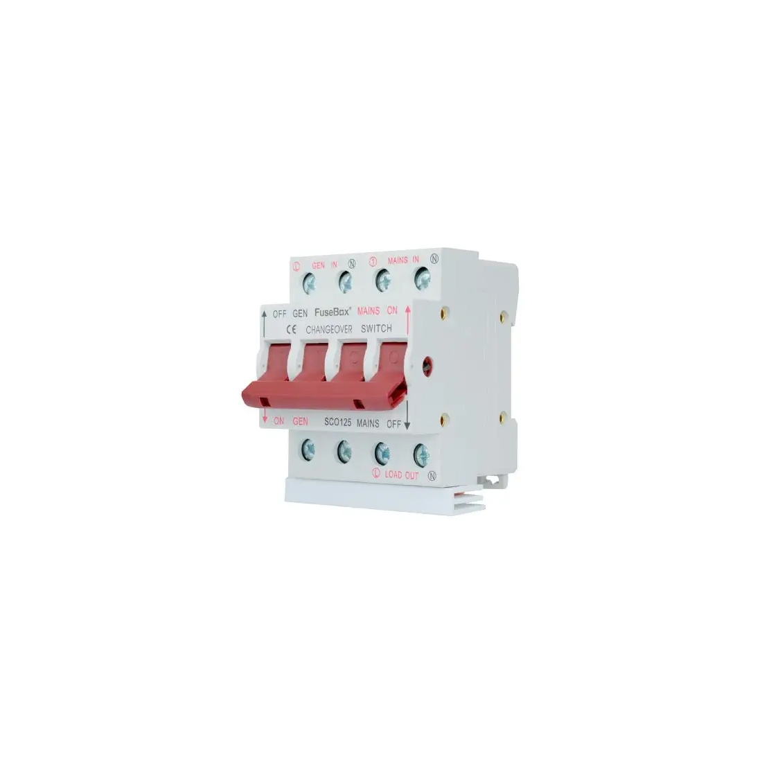 Fusebox SCO125SWB 4 Module 125A SP+N Din Rail Changeover Switch With ...