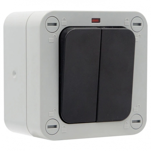 Timeguard TW1222 Weathersafe Grey 20Ax IP66 2 Gang 2 Way Switch With ...
